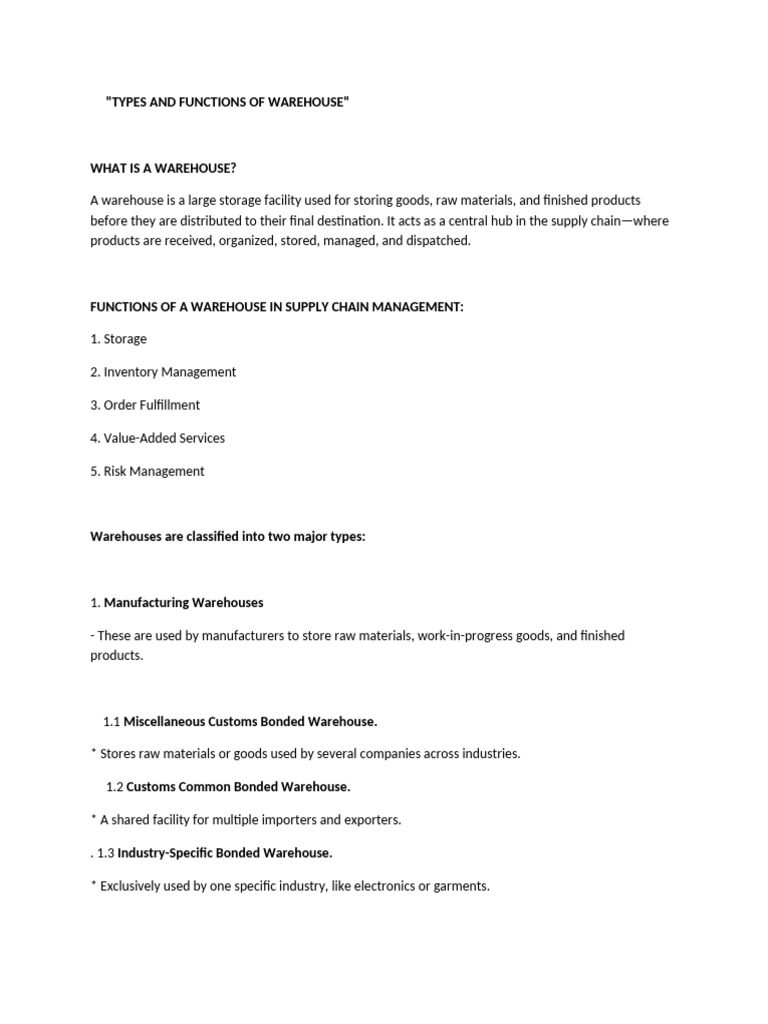 Types and Funct-Wps Office | PDF | Warehouse | Inventory
