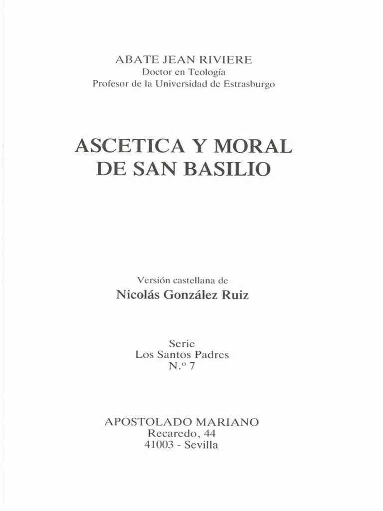Ascetica Y Moral de San Basilio: Abate Jean Riviere | PDF | arrianismo ...