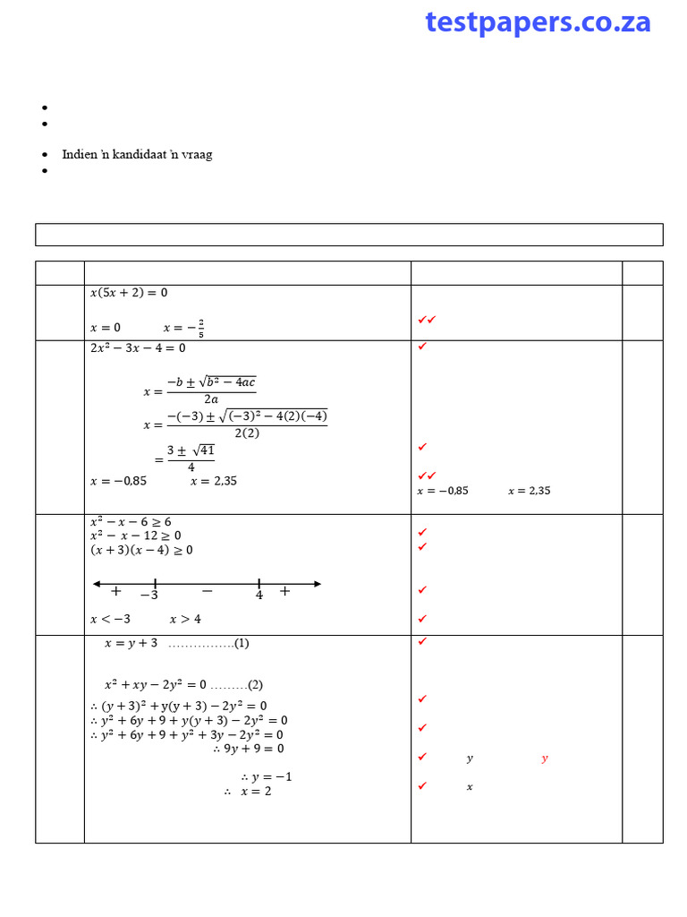 2016 Grade 12 Math Trial Exam Paper 1 WC Memo | PDF | Discrete Mathematics | Algebra