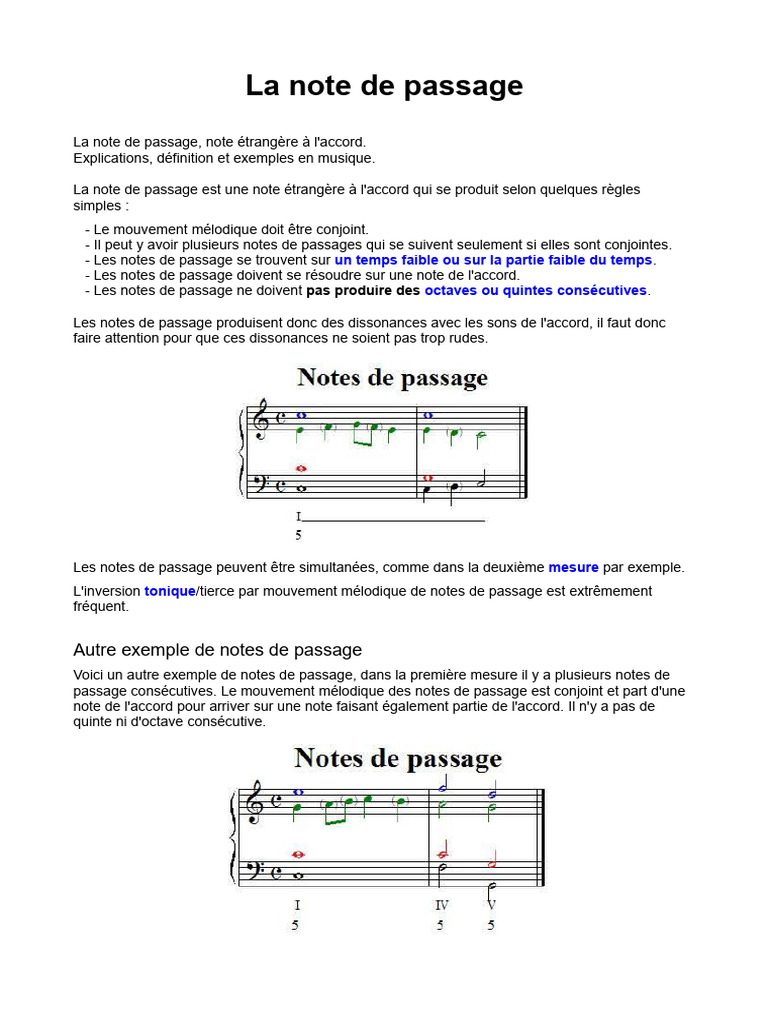 Notes de passage en musique | PDF