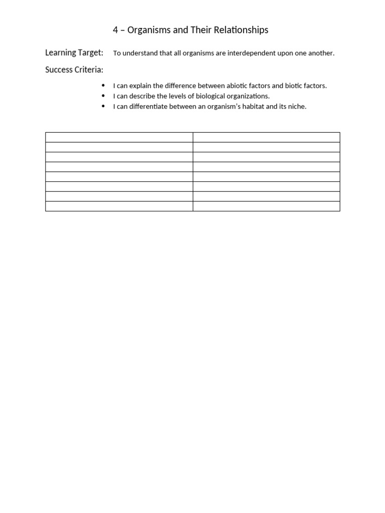 4 - Organisms and Their Relationships | PDF