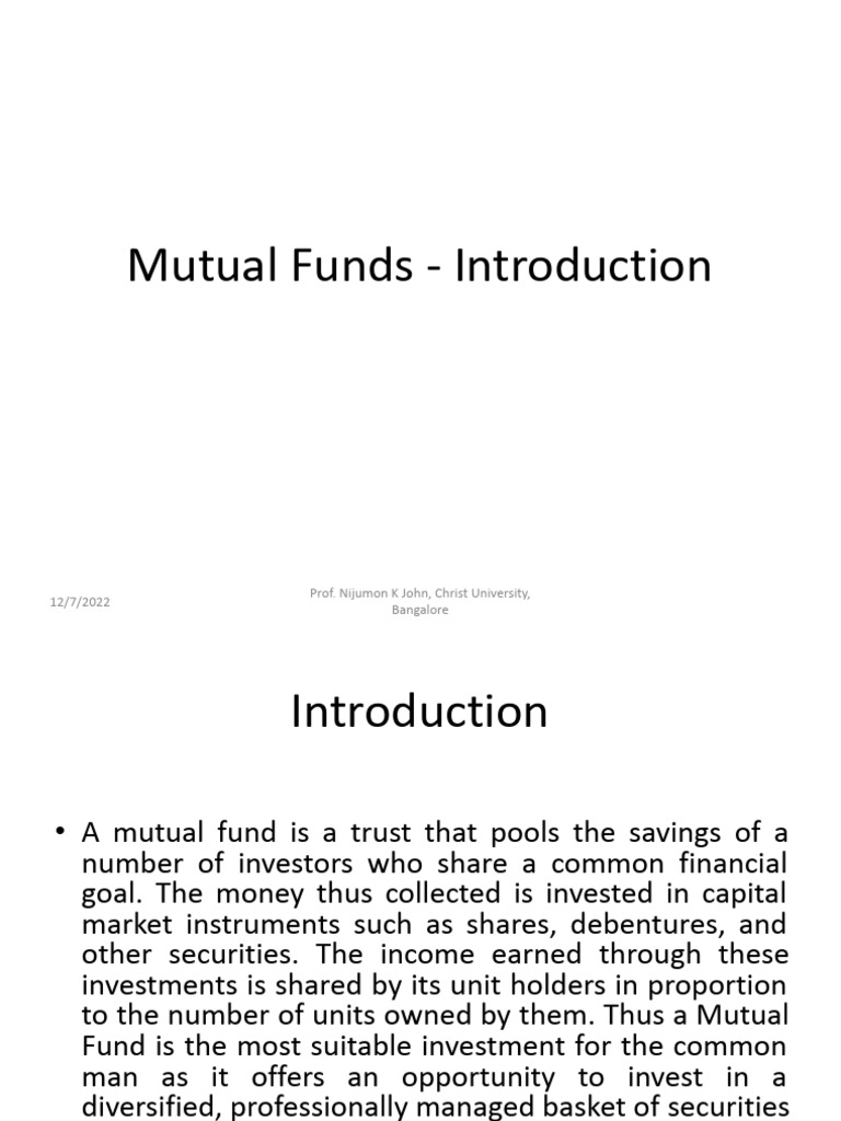 Introduction to Mutual Funds | PDF | Investment Fund | Investing