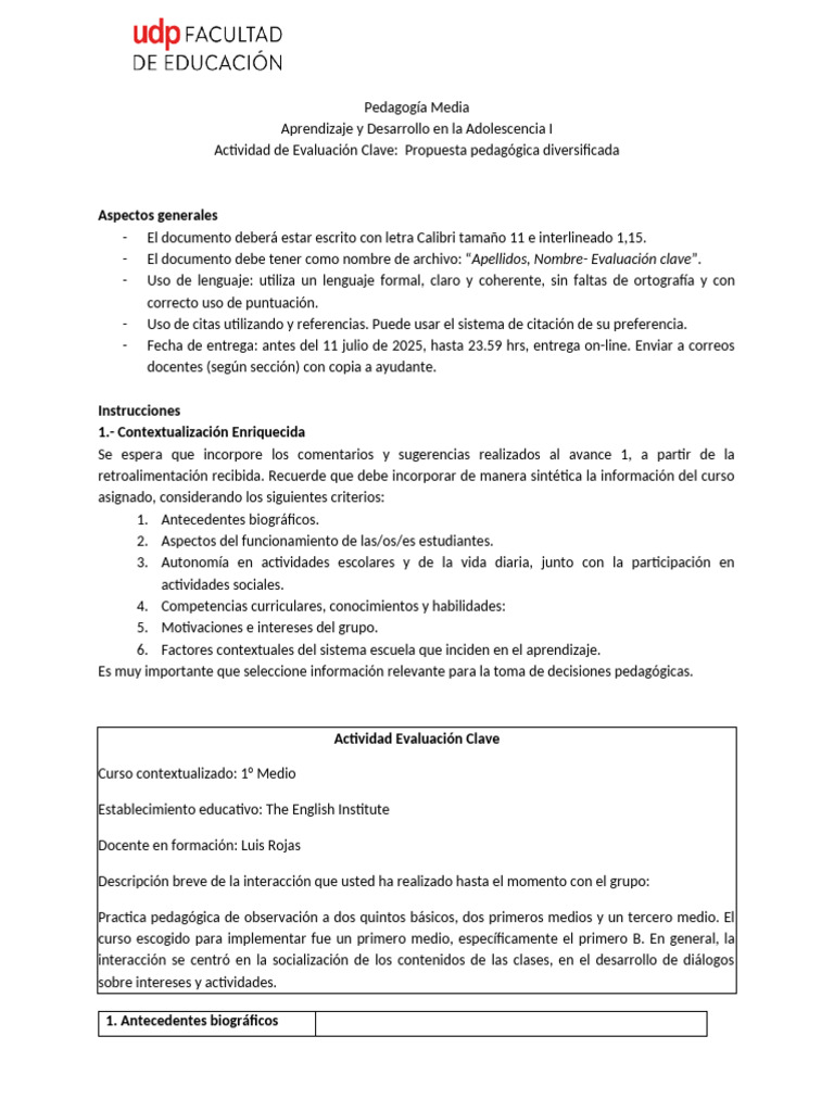 6 - Evaluación Clave Aprendizaje Final | PDF | Plan de estudios ...