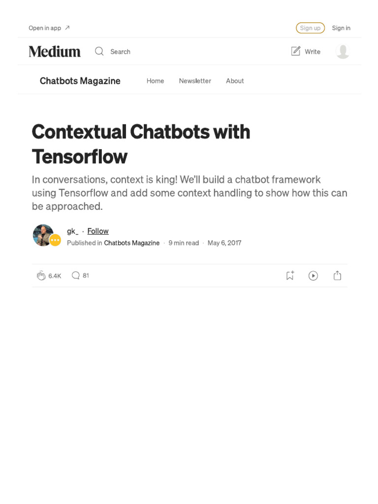 Contextual Chatbots With Tensorflow | PDF