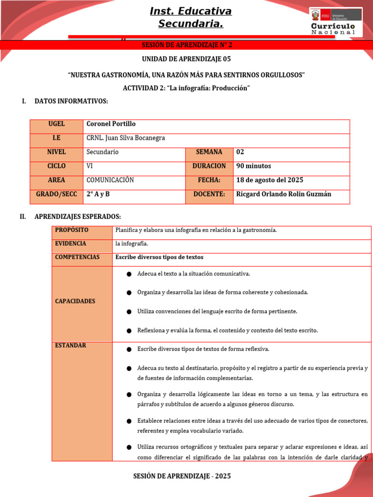 SESIÓN 2 (U5) (2° Grado) - COMUNICACIÓN | PDF | Aprendizaje | Infografia