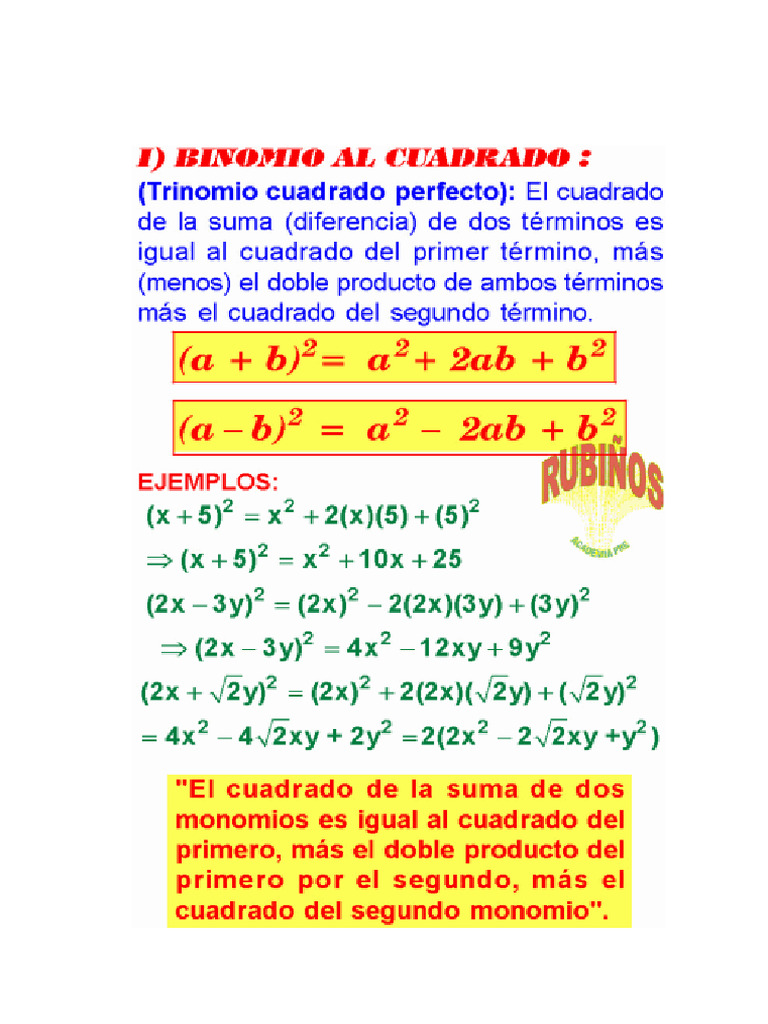 Binomio Diferencia Al Cuadrado | PDF