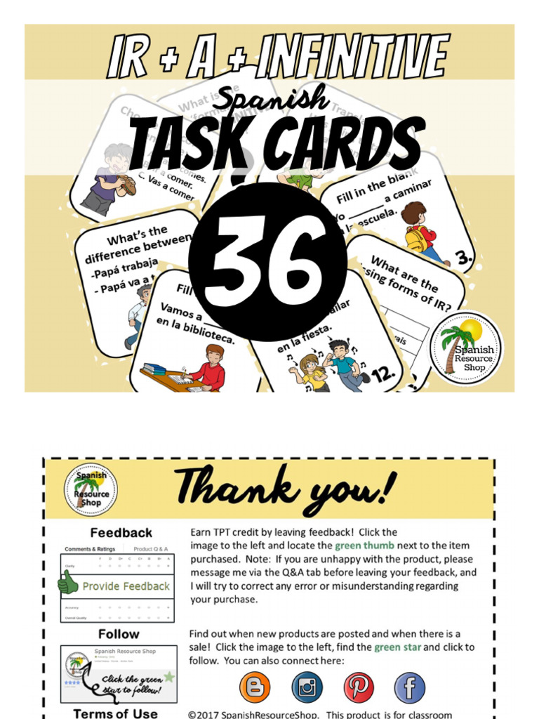 SpanishIraInfinitiveTaskCards 1 | PDF