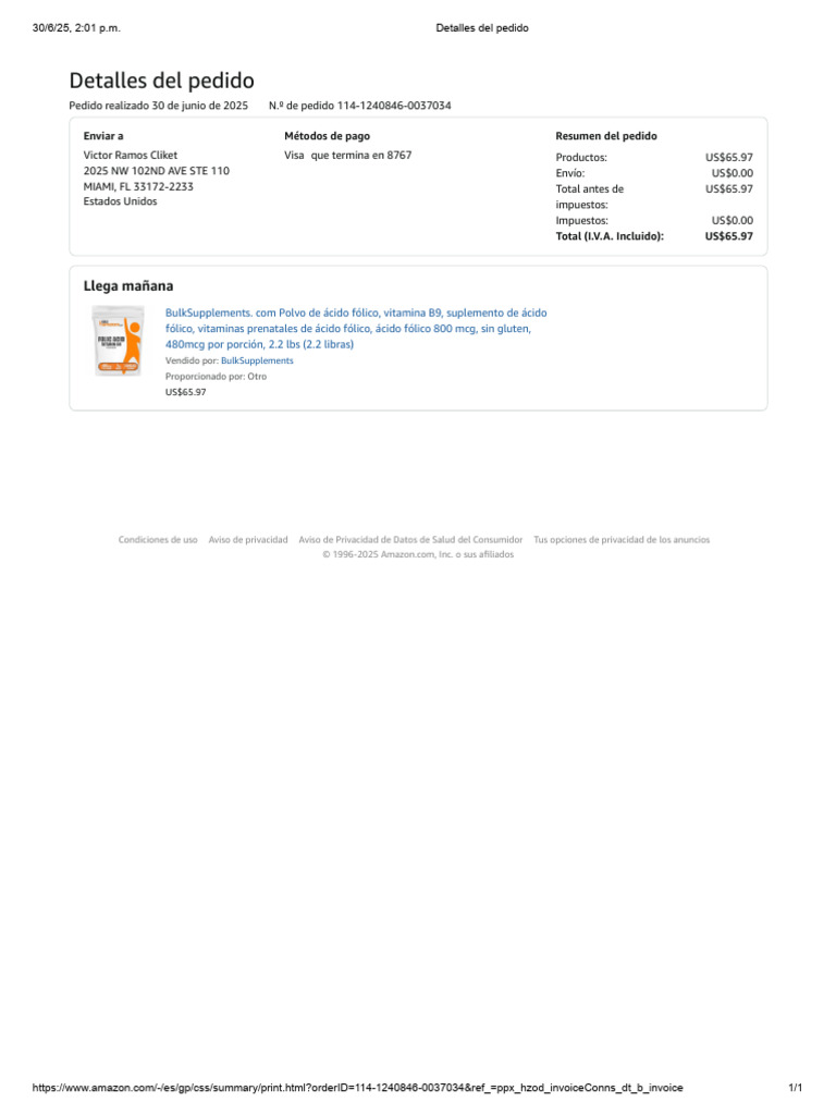 Detalles Del Pedido | PDF