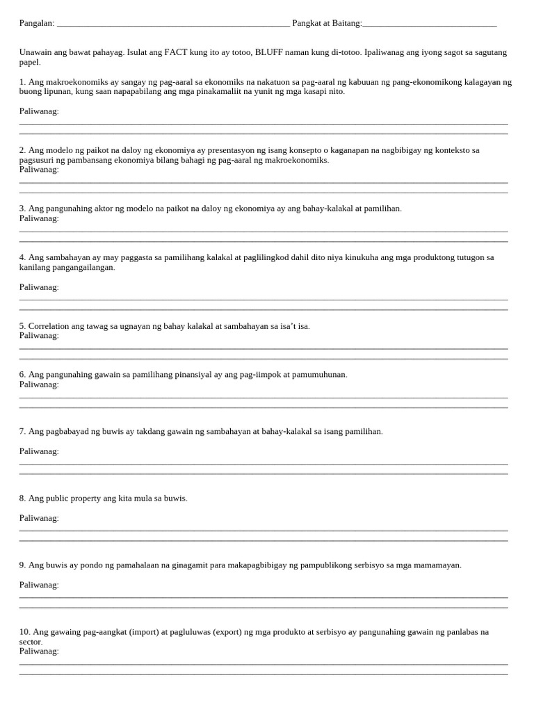 Worksheet Gr.9 | PDF