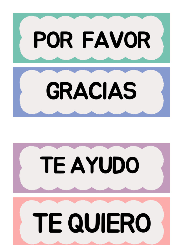 Tarjetas Educativas Palabras Mágicas Arcoíris Pastel | PDF