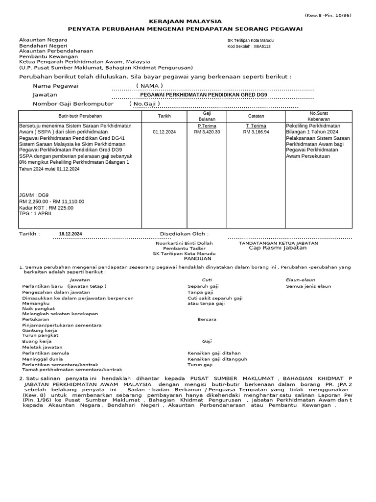 Kew 8 Sspa Contoh | PDF