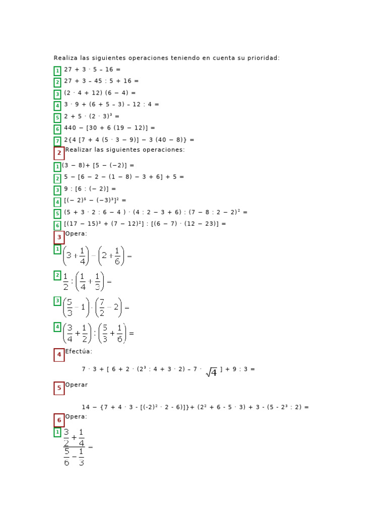Ejercicios Combinados Con Sus Propiedades | PDF