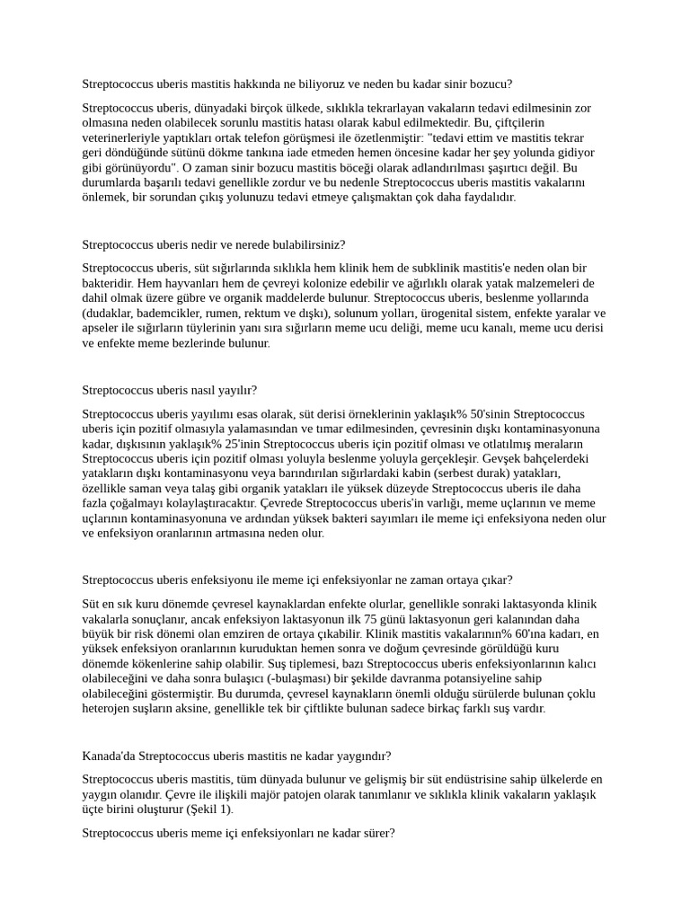 Streptococcus Uberis Mastitis Hakkında Ne Biliyoruz Ve Neden Bu Kadar ...