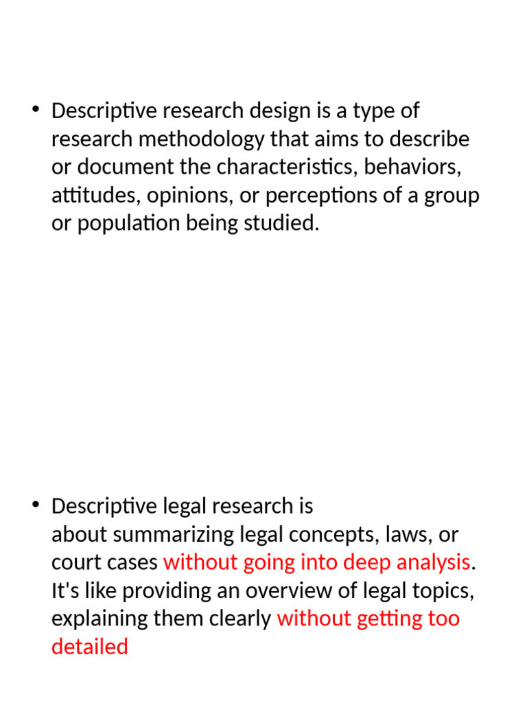 Overview of Descriptive Research Design | PDF | Statistics | Survey ...