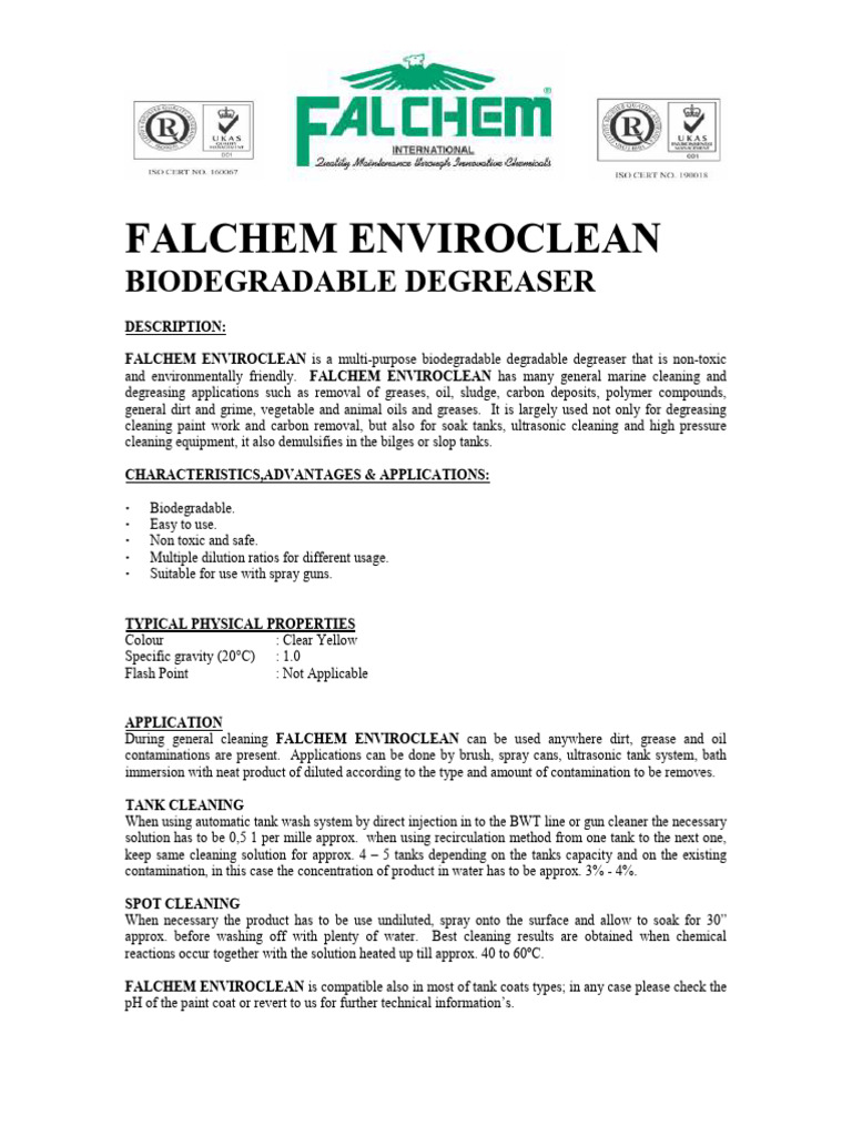 Falchem Spec ENVIROCLEAN | PDF | Water | Materials