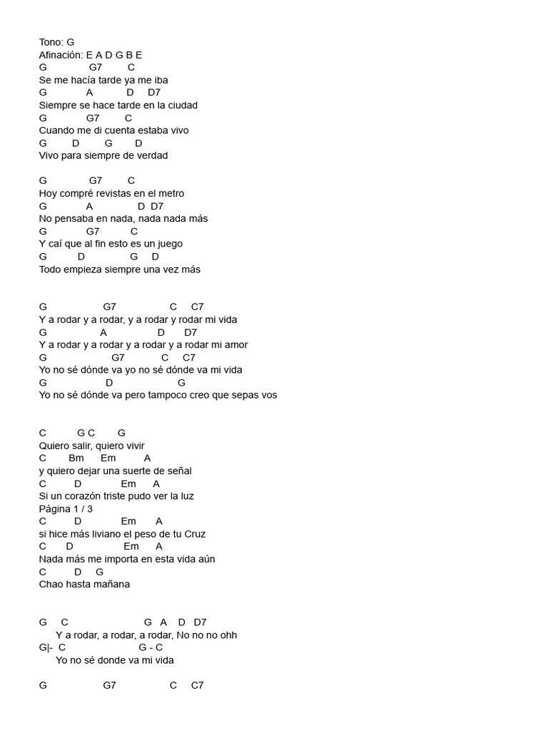 Letras de Canción: "A Rodar Mi Vida" | PDF