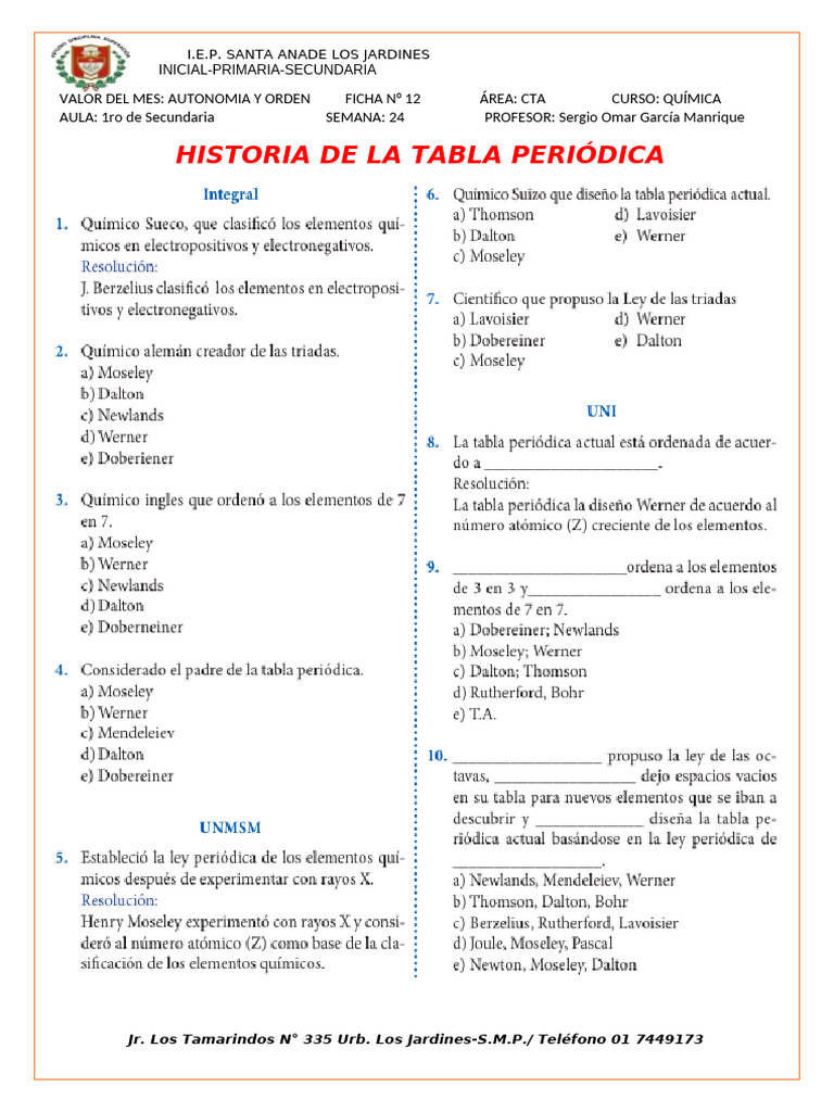 Historia de La Tabla Periodica | PDF