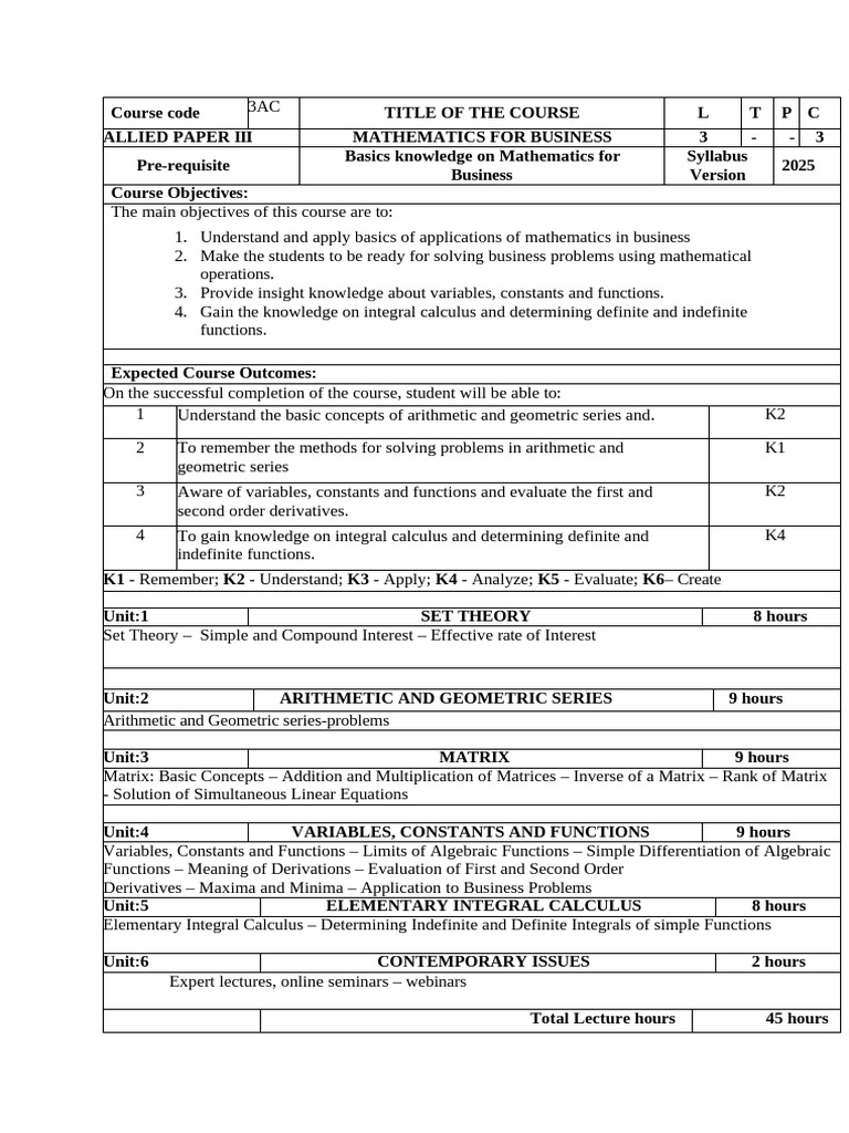 Allied 1 2 Bcom Bcom Ca 2025 26 | PDF | Matrix (Mathematics) | Algebra