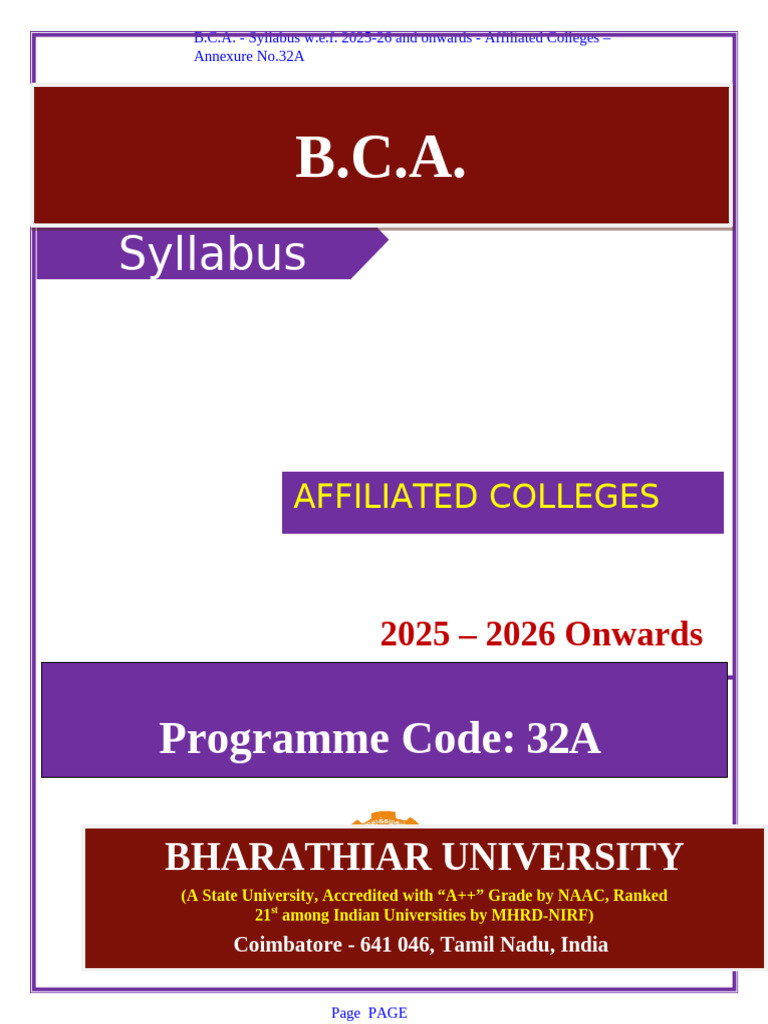 BCA-2025-26-Revised Syllabus-24.7.2025 | PDF | Class (Computer Programming) | Inheritance ...