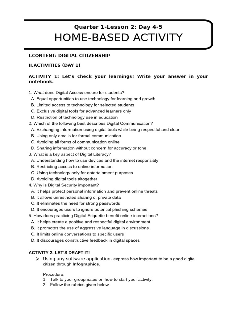 Digital Citizenship Activities Guide | PDF | Information | Communication