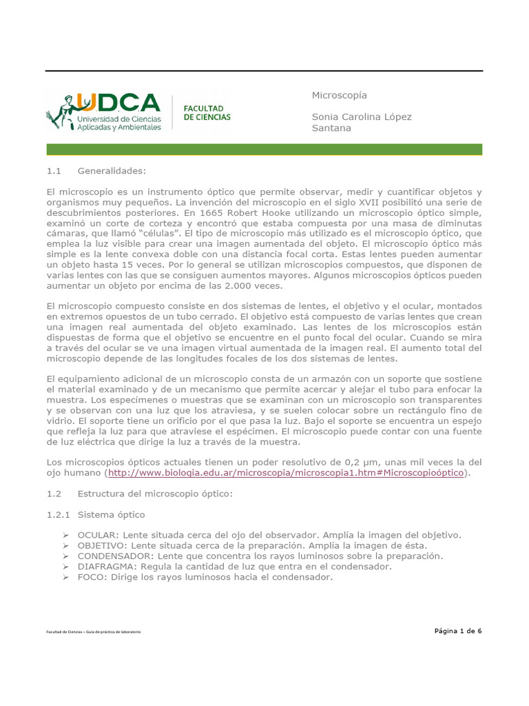 Tipos y partes del microscopio óptico | PDF | Microscopio | Óptica