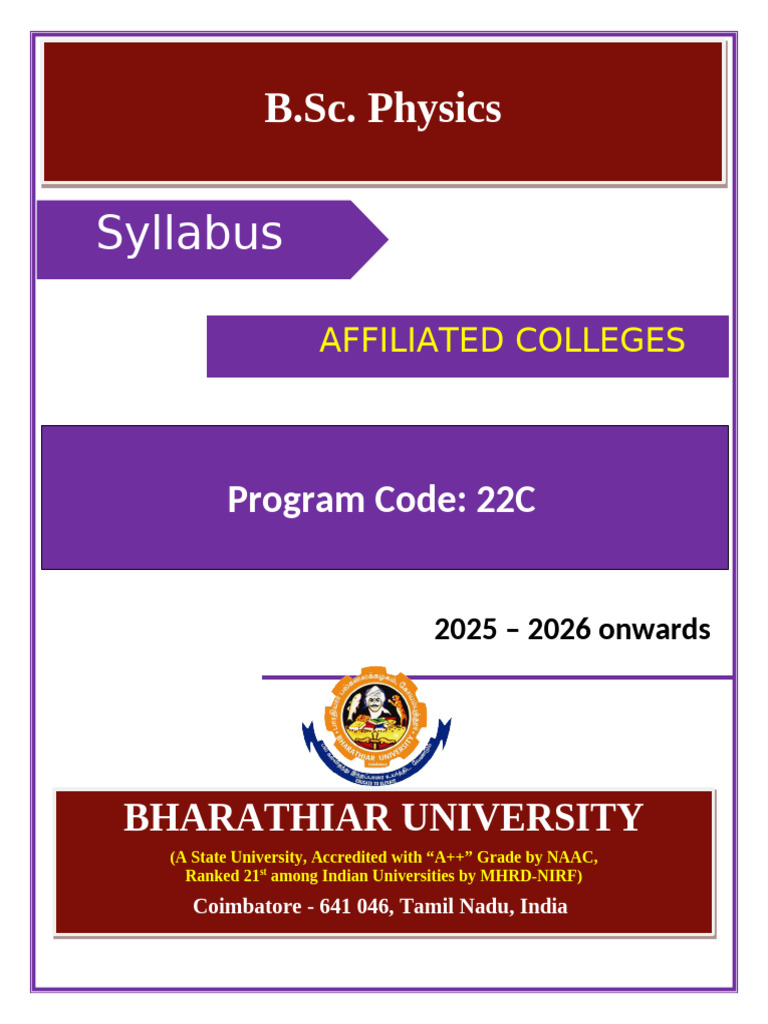 B.Sc. Physics 1st Sem Syllabus 2025 | PDF | Entropy | Optics
