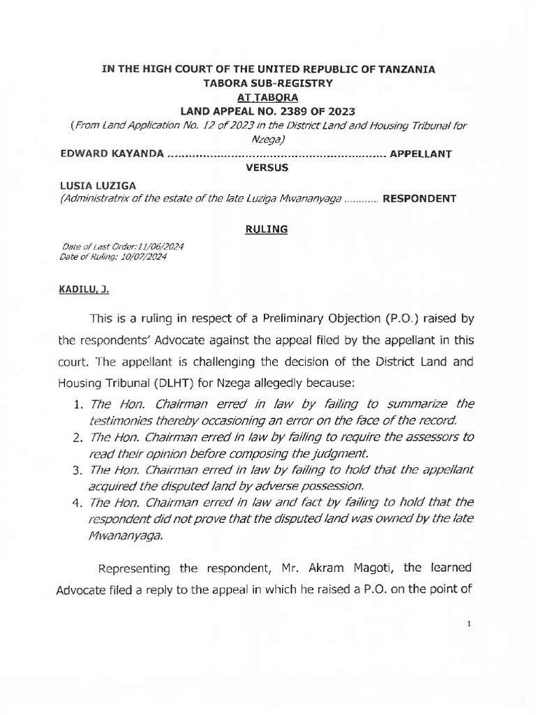 Ruling on Time-Barred Land Appeal | PDF | Appeal | Judgment (Law)