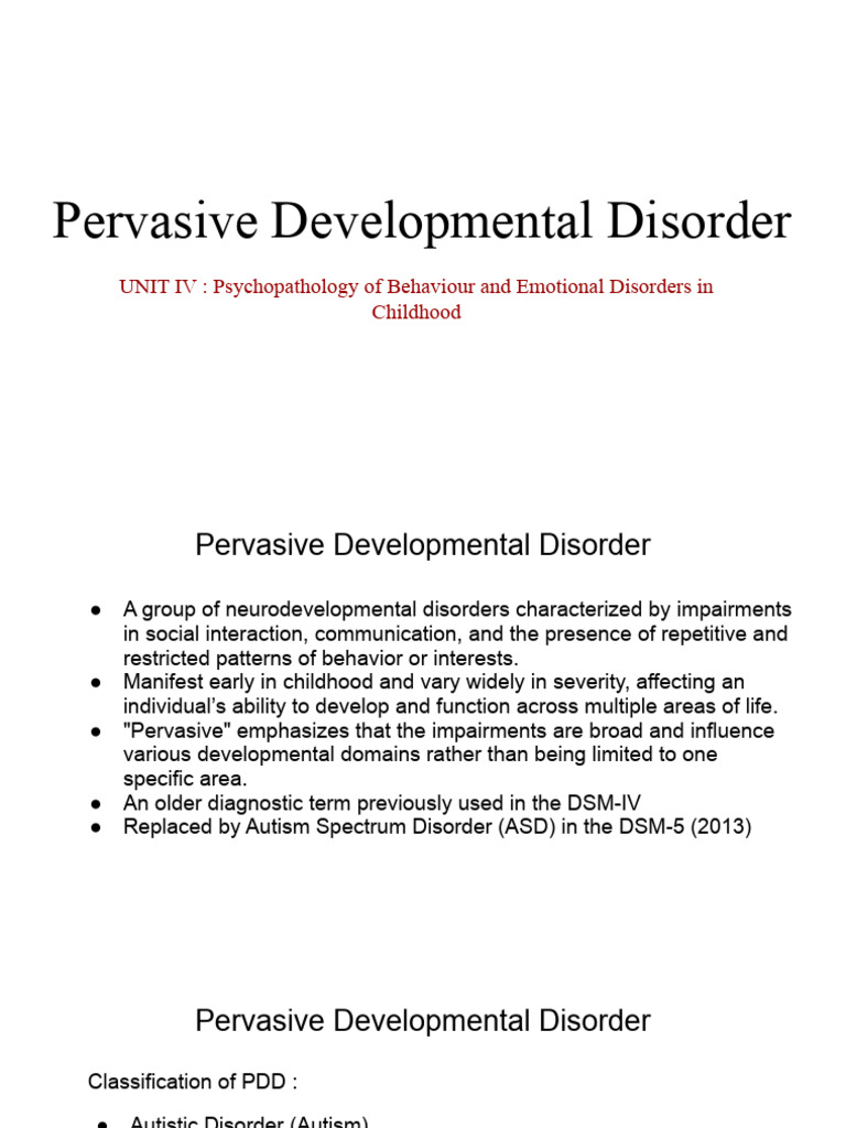 Understanding Pervasive Developmental Disorders | PDF | Pervasive ...