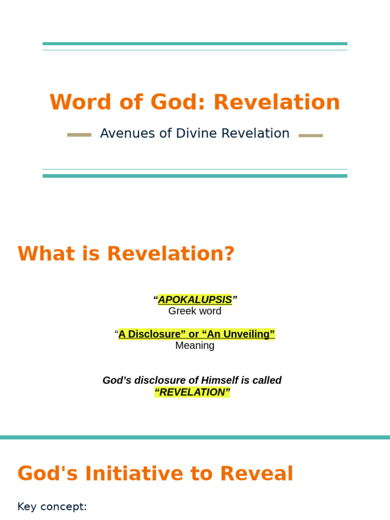 RS-1: Avenues of Revelation | PDF | Revelation | God