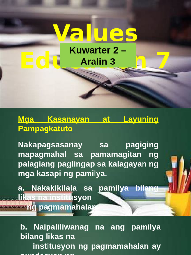 Values Education 7 (Q2 - Aralin 3, Linggo 3) | PDF