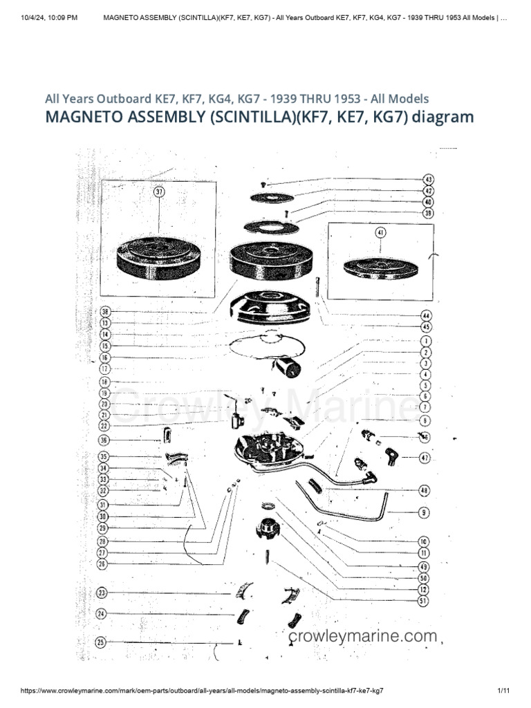 Magneto Assembly (Scintilla) (Kf7, Ke7, Kg7) - All Years Outboard Ke7 ...