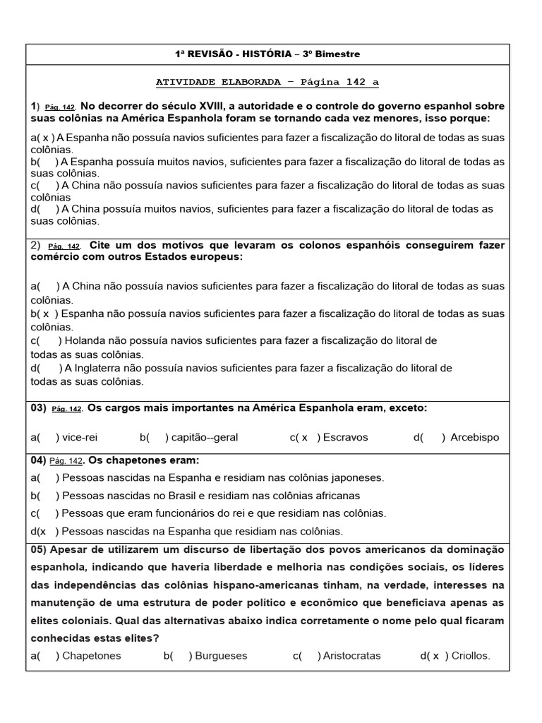 8º - Hist. - 3º bim | PDF | Espanha | Haiti