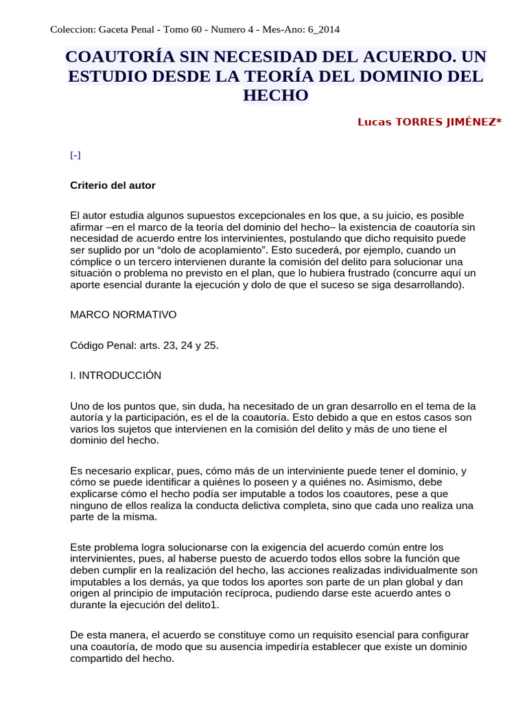 Gaceta Penal - 60 - 4 - 6 - 2014 | PDF | Intención (Derecho Penal ...