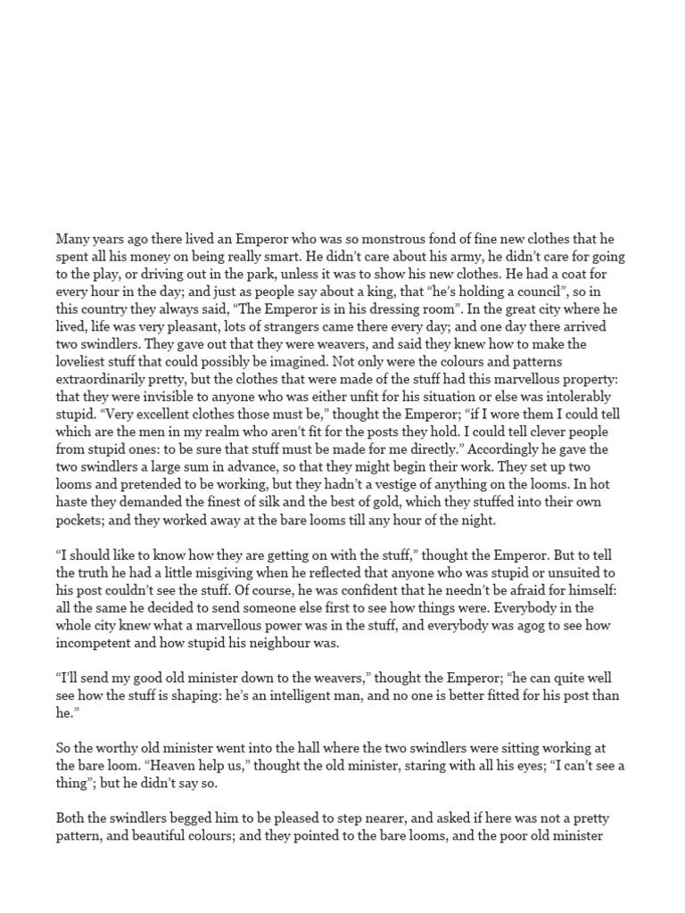 The Emperors New Clothes | PDF | Weaving