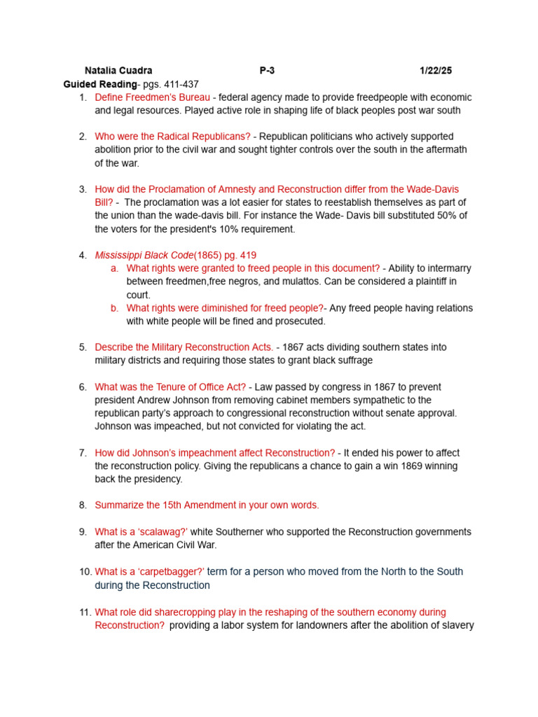 Reconstruction Era Overview and Key Events | PDF | Reconstruction Era ...