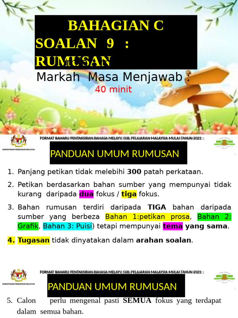 Bahasa Melayu SPM 2021.Pptx. RUMUSAN | PDF