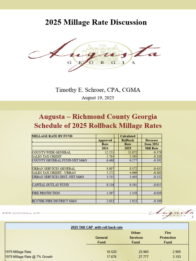 2025 Millage Rate Overview for Richmond County | PDF | Property Tax | Taxes