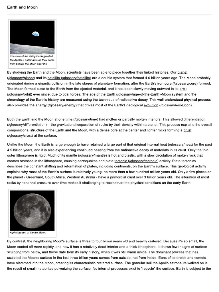 Chapter 5 The Earth-Moon System | PDF