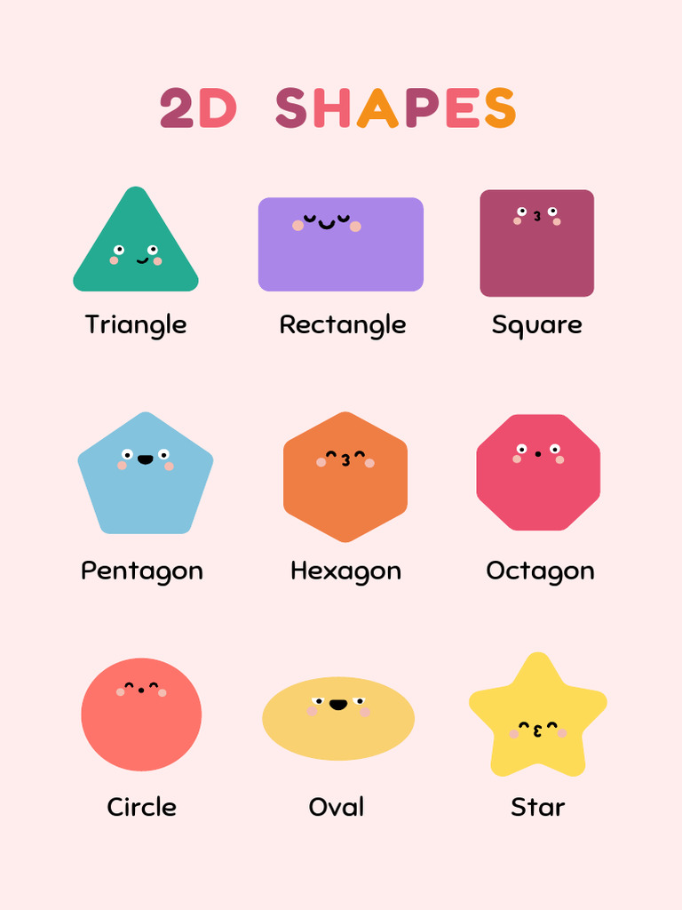 Colourful Cute 2D Shapes Poster | PDF