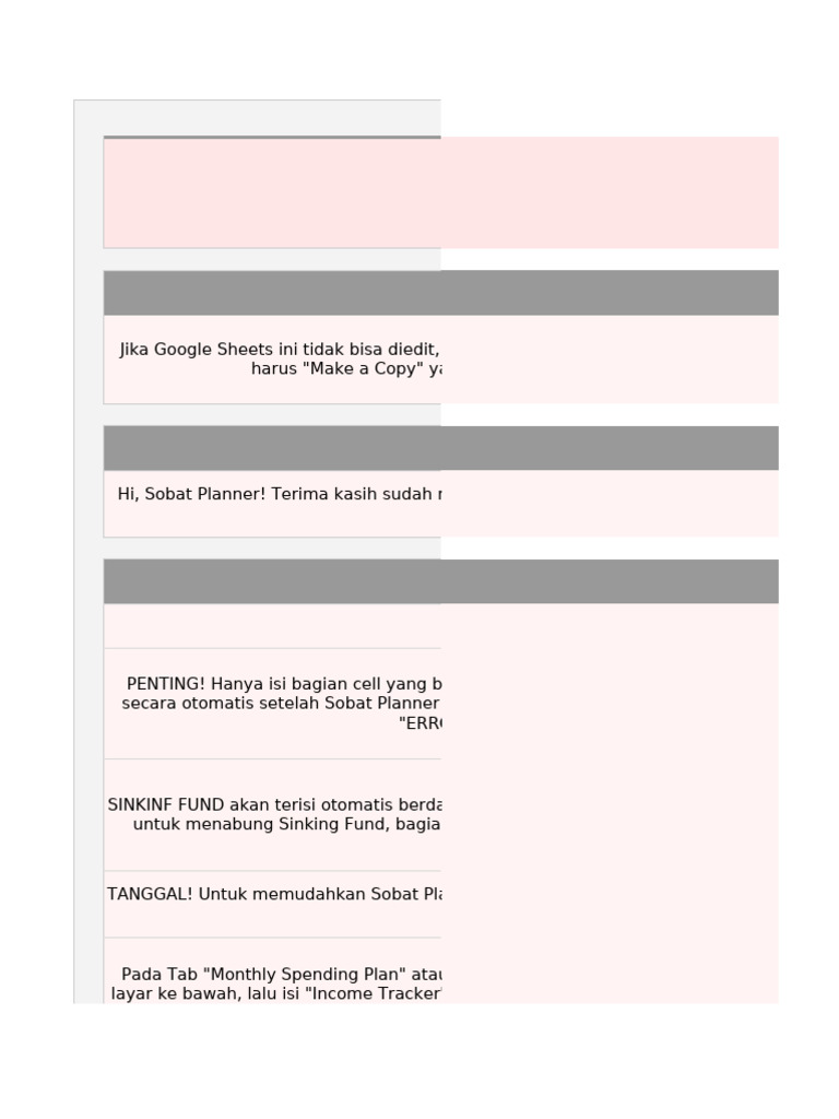 Panduan Penggunaan Uang Planner | PDF
