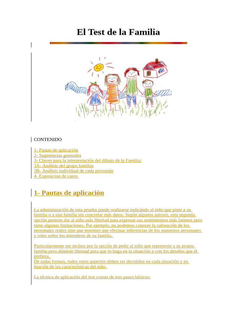 Interpretación del Test de la Familia | PDF | Dibujo | Temor