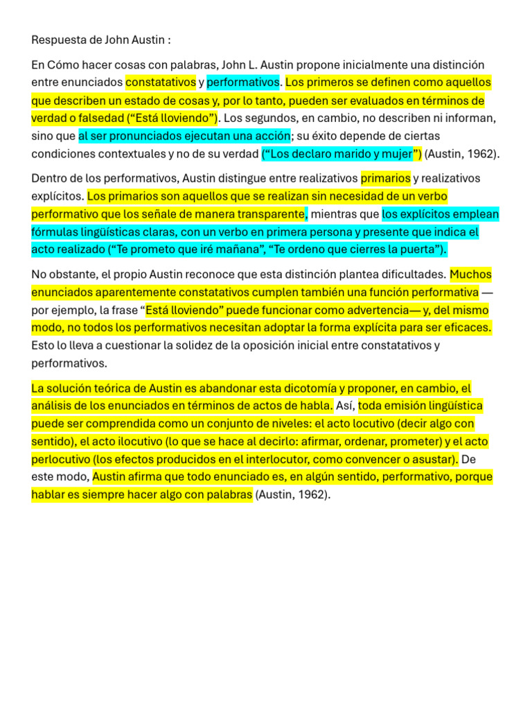 John Austin, Respuestas A Leer | PDF | Verdad | Comunicación humana