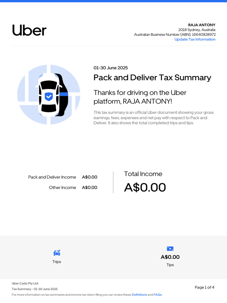 Uber Eats Tax Summary: June 2025 | PDF | Taxes | Tax Deduction