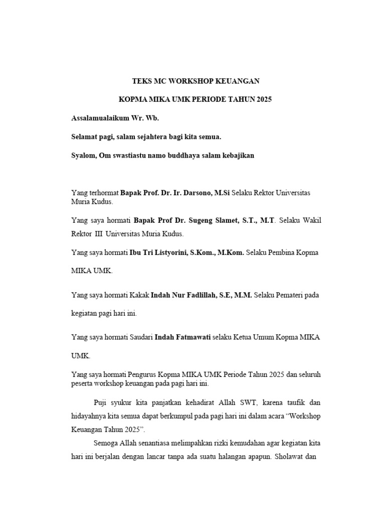 TEKS MC KOPMA (Workshop Keuangan 2025) final | PDF