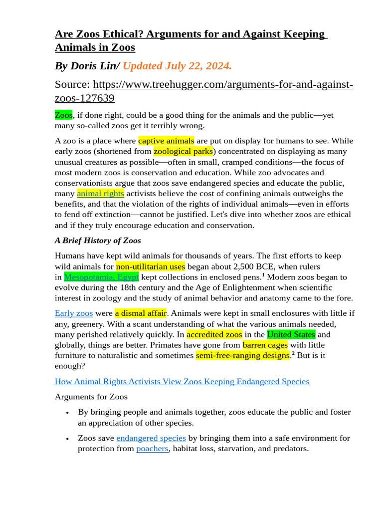 Are Zoos Ethical | PDF | Zoo | Endangered Species