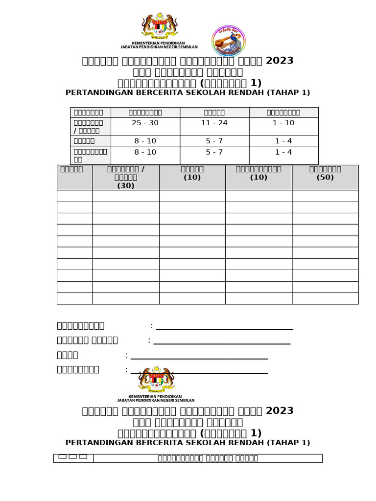 Borang Juri Bercerita - SR | PDF