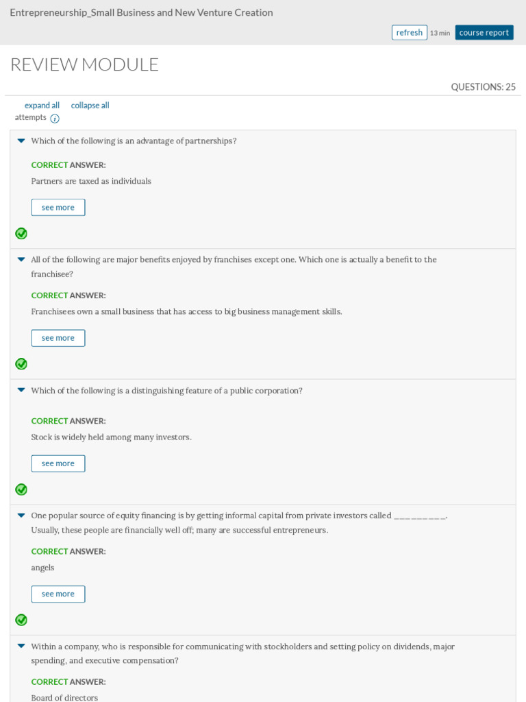 Dynamic Study Modules - Review - Entrepreneurship - Small Business and ...