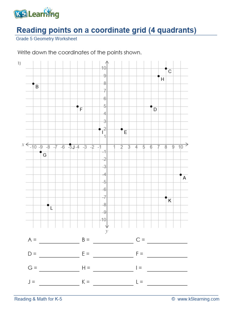 Grade 5 Geometry Reading Points Coordinate Grid 4q D | PDF | Geometry ...