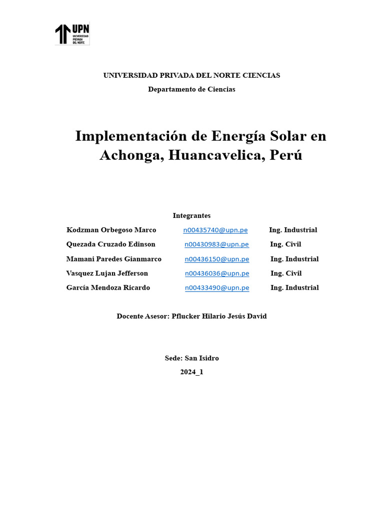 Informe Mate t3 | PDF | Energía solar | Panel solar