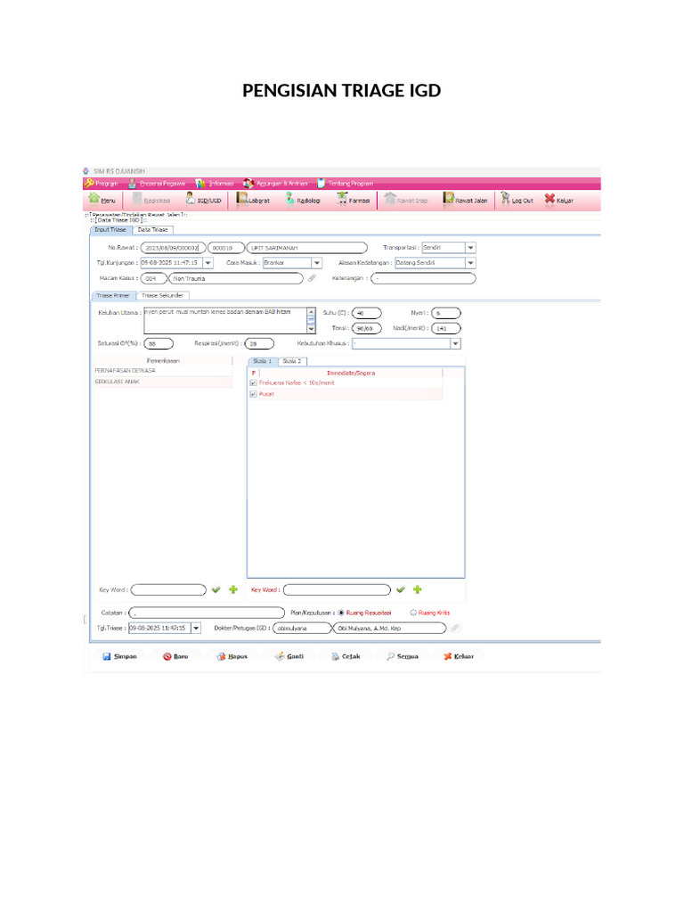 Pengisian Triage Igd | PDF